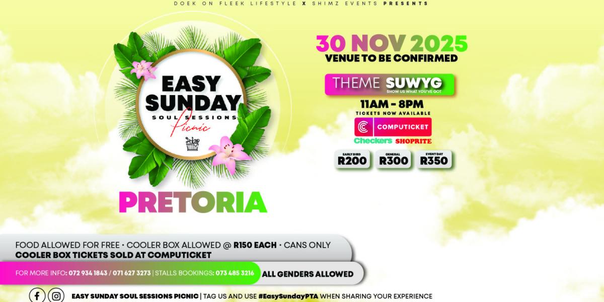 Easy Sunday Soul Sessions Picnic Pretoria at Loftus Versf... | Computicket