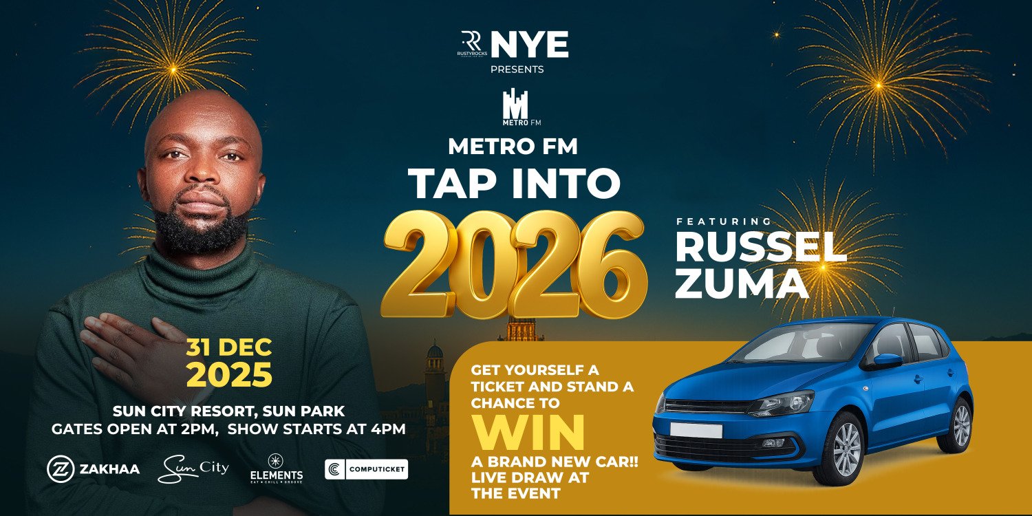 Rusty Rocks NYE Presents Metro FM tap into 2026 at Sun Ci... | Computicket